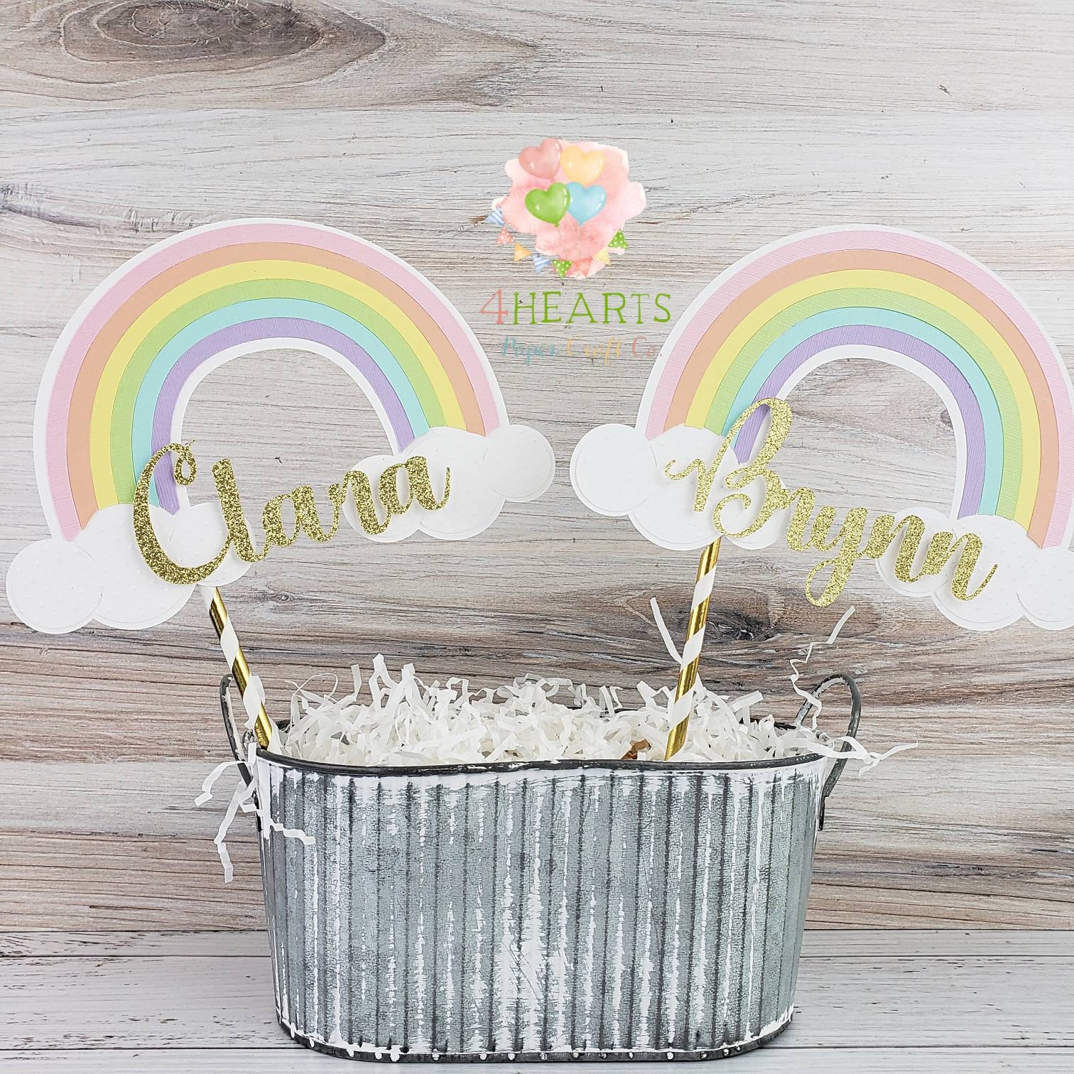 Rainbow Cake Topper - Etsy