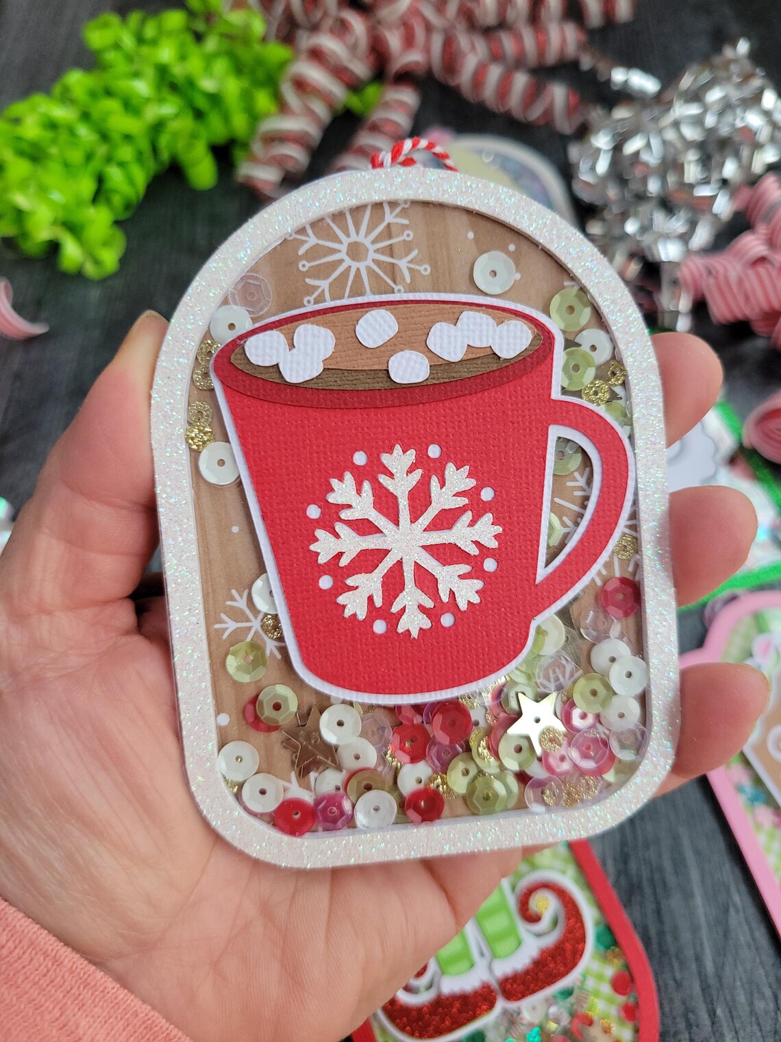 Christmas Shaker Gift Tag - Handmade With Glitter and Holiday ...