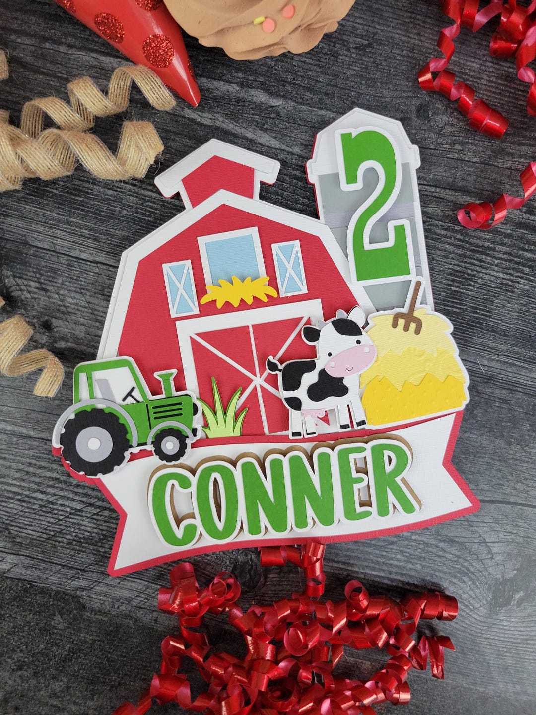Farm Cake Topper, Barnyard Birthday, Barn Cake Topper - Etsy
