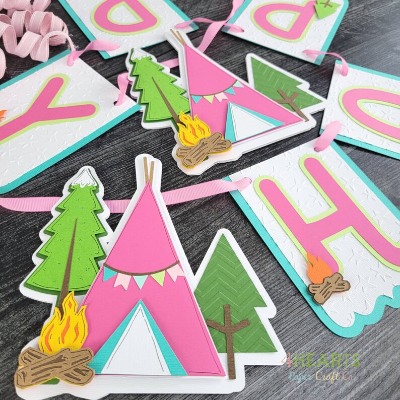 Girls Camping Banner Glamping Birthday Banner | Etsy