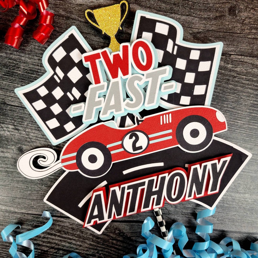 Race Car Cake Topper -racing Cake Topper - Two Fast - Vintage Race Car ...