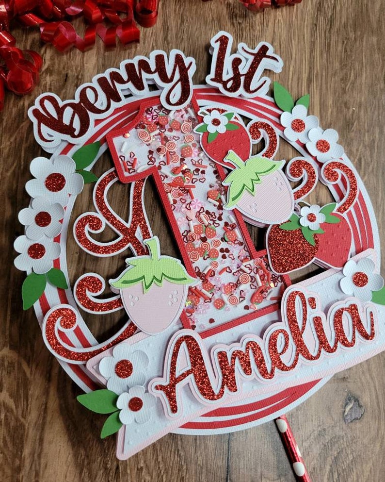 Berry First Cake Topper Berry 1st Birthday Strawberry Cake - Etsy