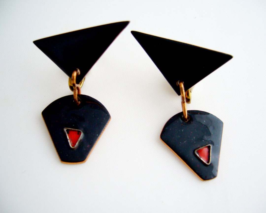 1950's Robert and Audrey Engstrom Copper Enamel Screwback Earrings - Etsy