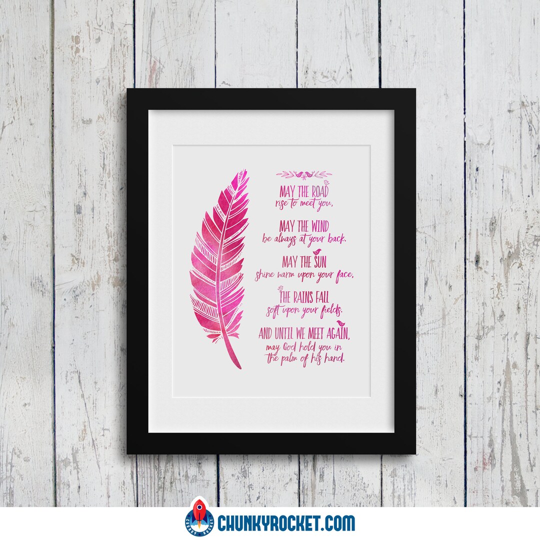 Irish Blessing / Feather Version / 8x10 Inch / Home Decor ...