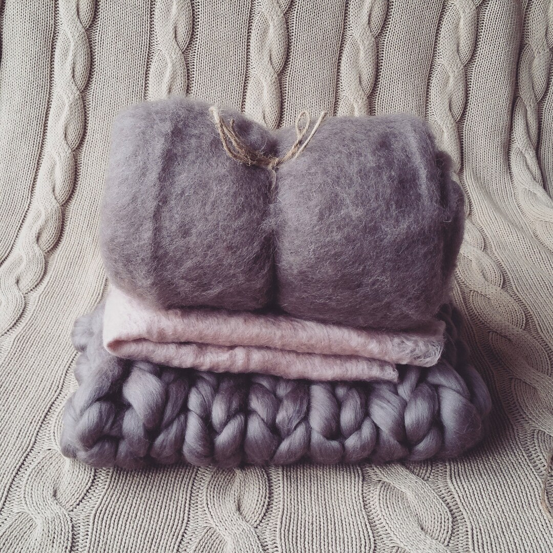 Baby Photo Prop Trio Blanket Set Chunky Bump Basket Stuffer Fluff - Etsy