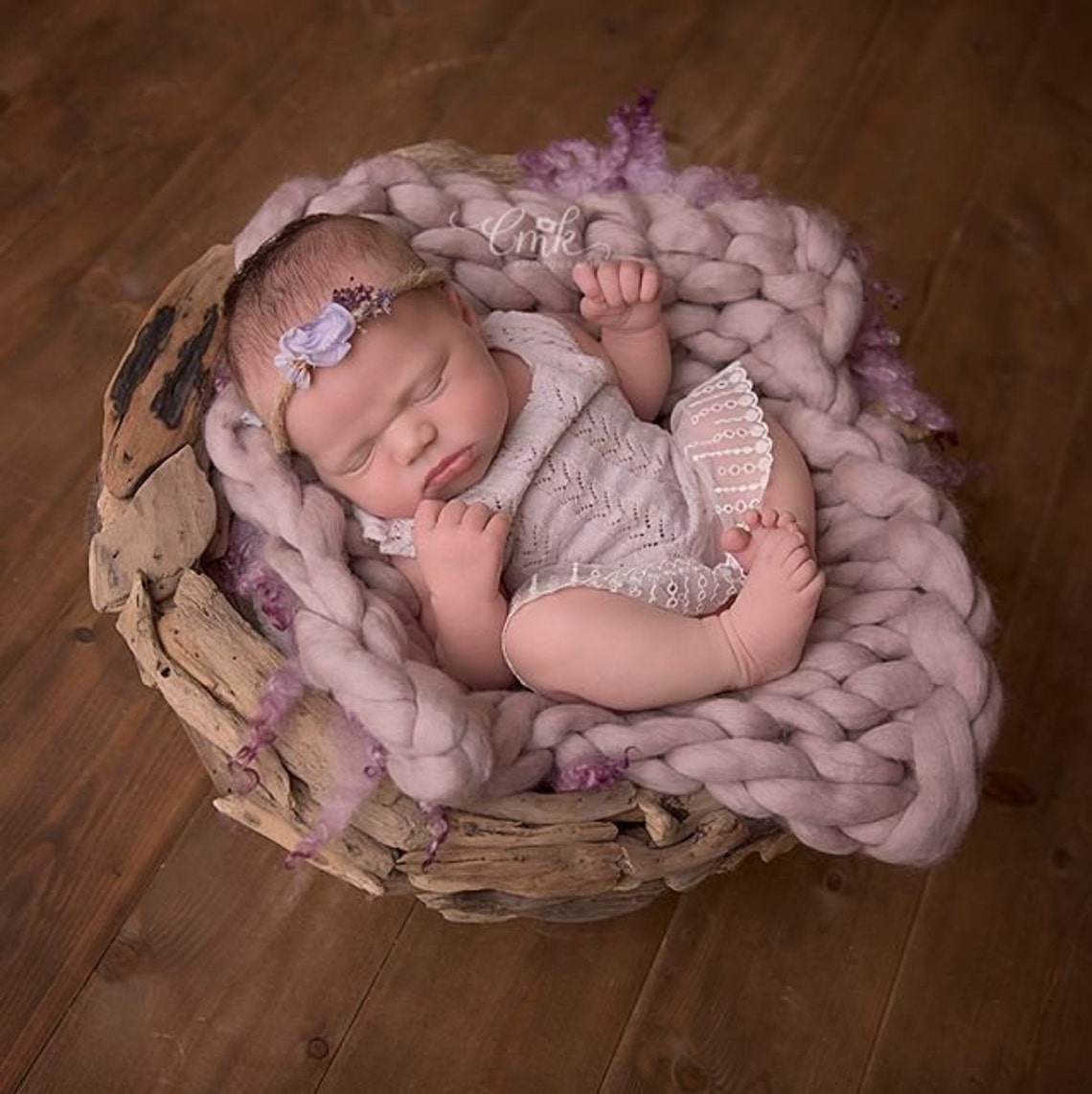 Dusky Pink Newborn Baby Photography Prop Chunky Knit Wool - Etsy UK