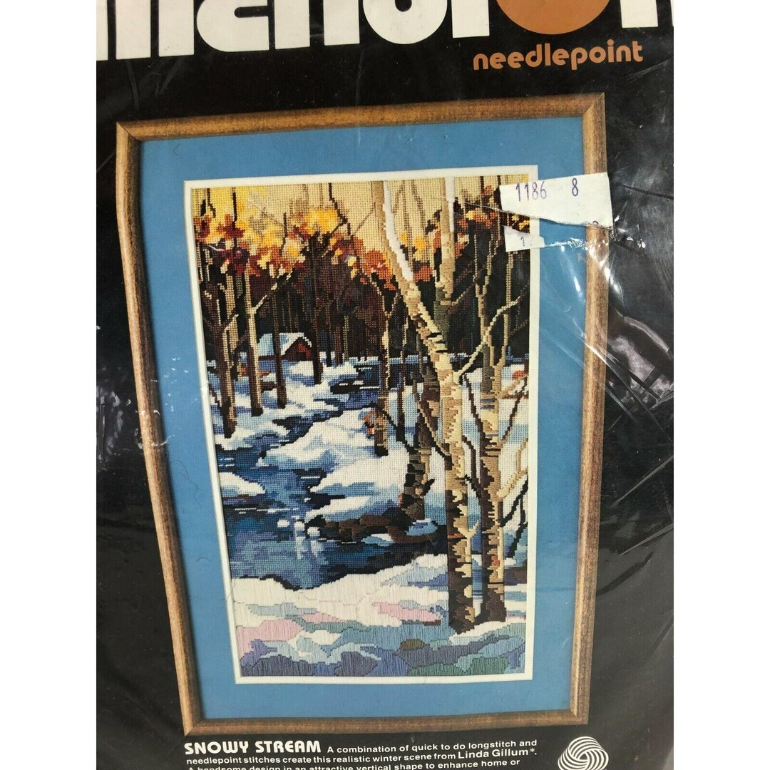 Dimensions Needlepoint Kit Snowy Stream 2305 RARE Sealed Vintage 1986 ...