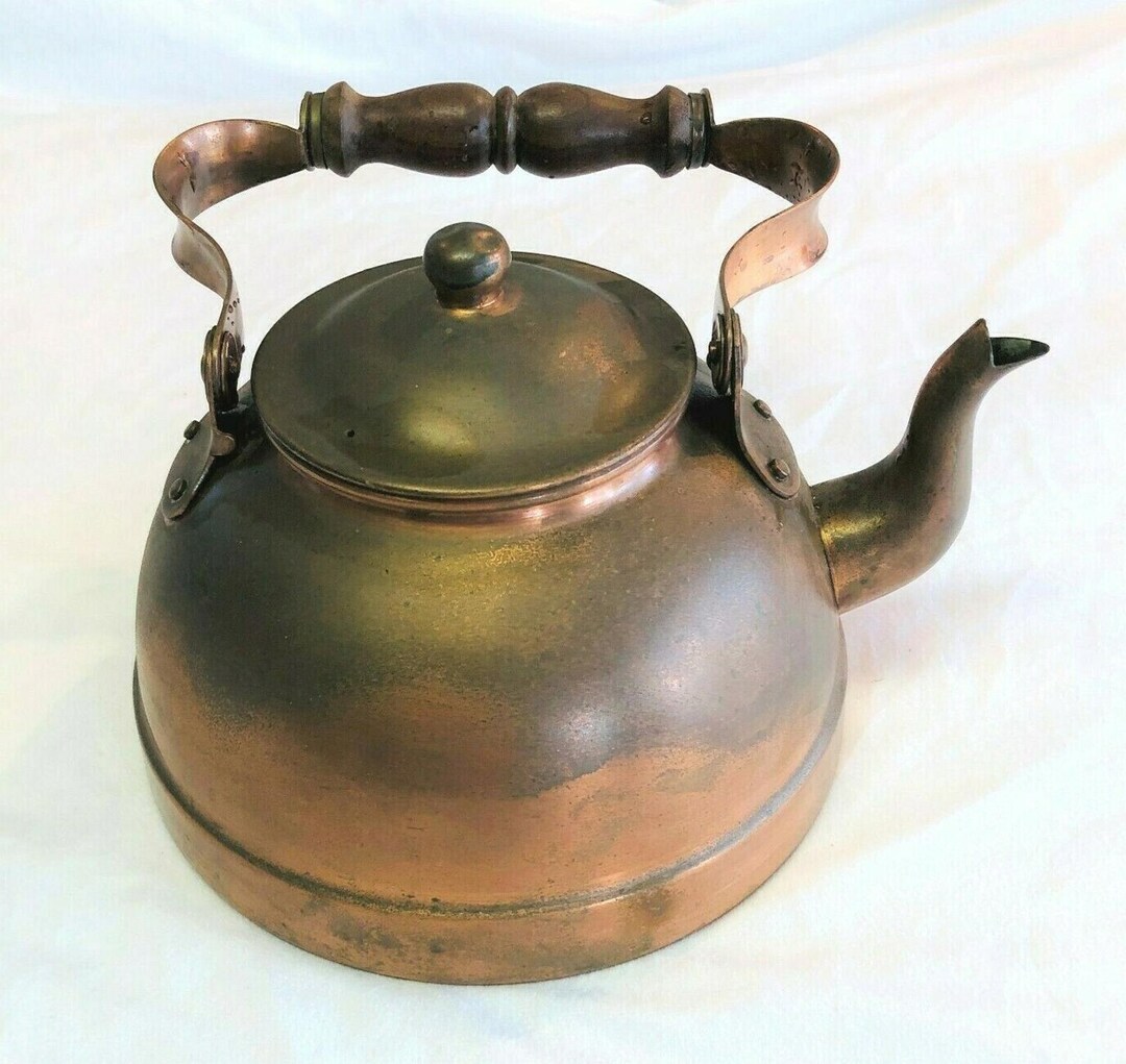 Copper Tea Pot Kettle Tagus R52 Portugal Rustic Farmhouse Kitchen ...