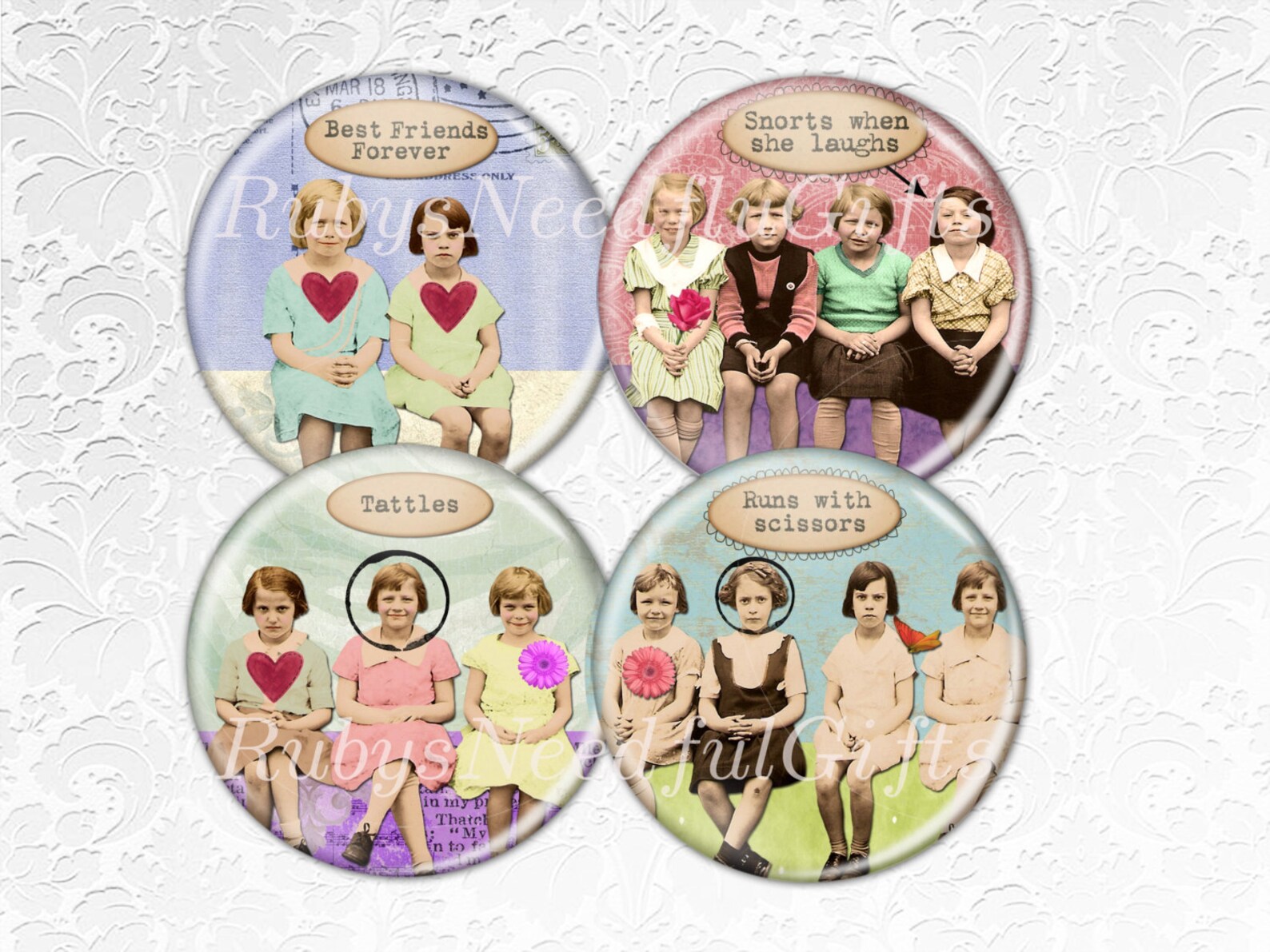 Retro Friends Coasters Coasters Drink Coasters Round | Etsy