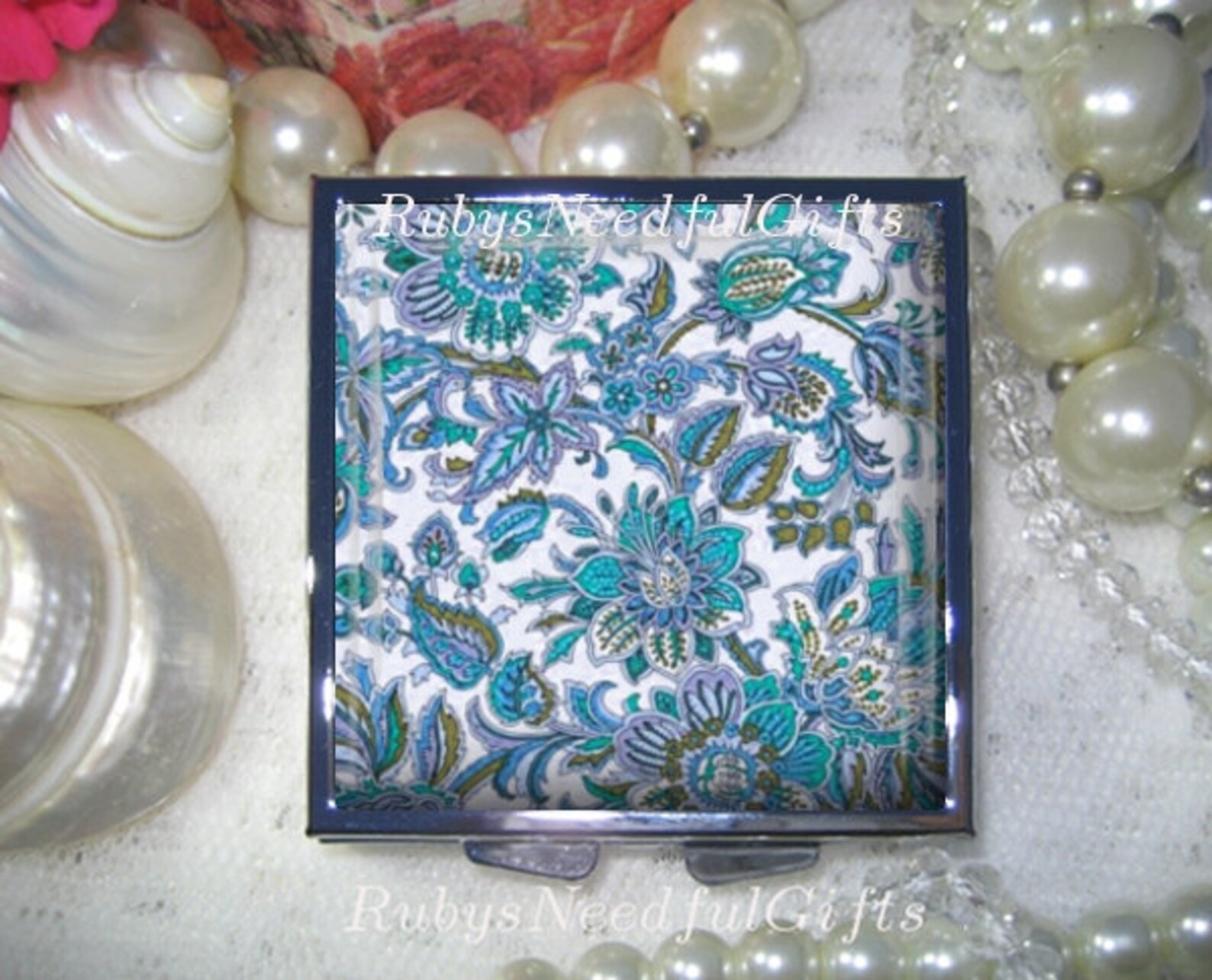 Square Pill Case Blue Flowers Pill Case Pill Box Pill | Etsy