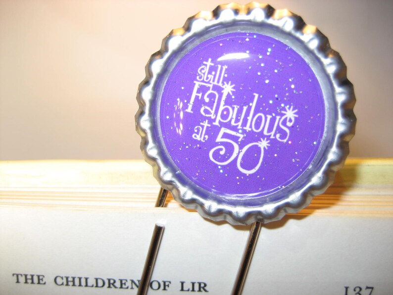 Large Paper Clip Bookmark Bottle Cap Bookmark 50th Birthday | Etsy
