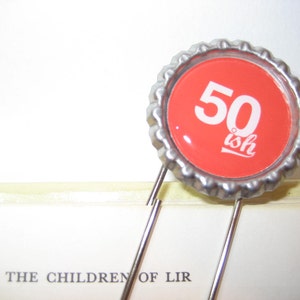Large Paper Clip Bookmark, Bottle Cap Bookmark, 50ish Birthday Gift ...