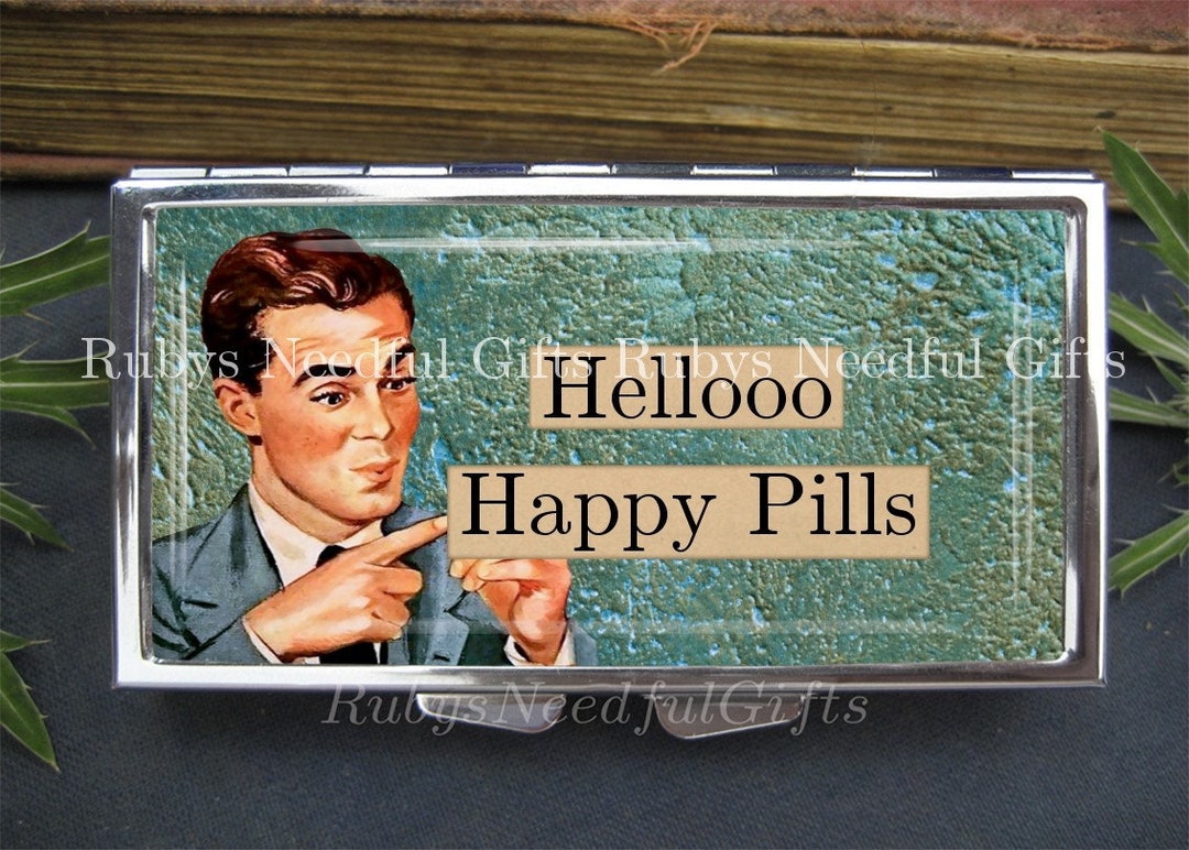 Retro Man Pill Case, 7 Day Pill Box, Pill Case, Pill Box, 7 Sections ...