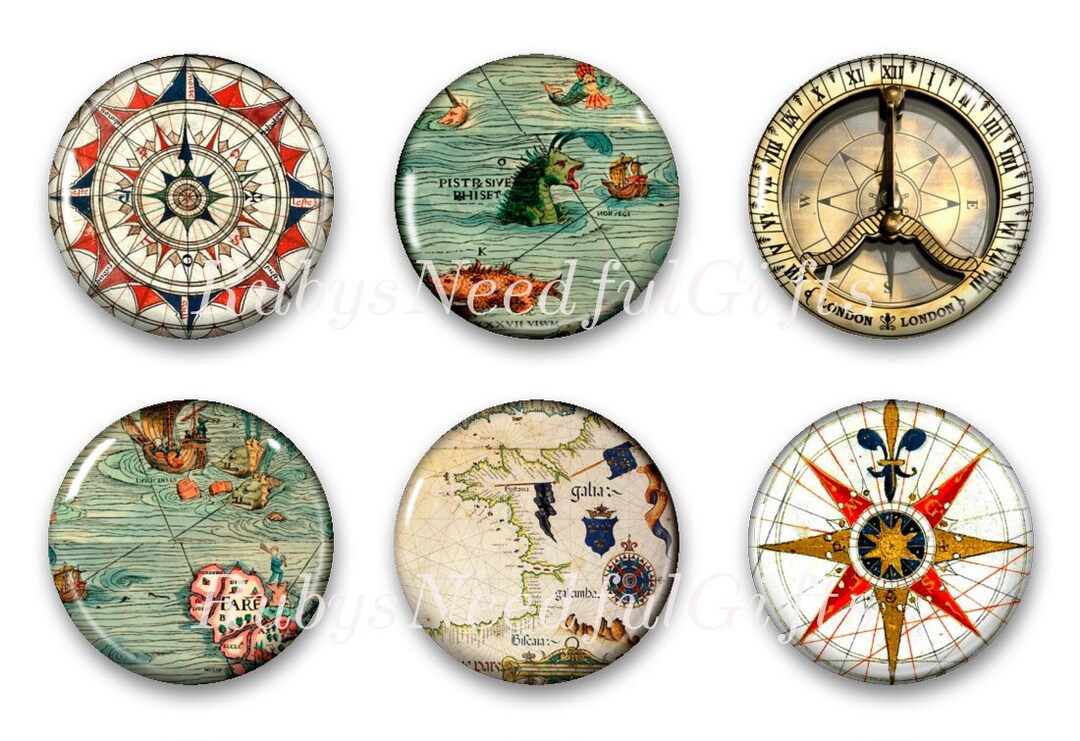 Compass Magnets, Button Magnets, Fridge Magnets, Magnets, 1 1/4 Inch ...