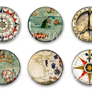 Compass Magnets, Button Magnets, Fridge Magnets, Magnets, 1 1/4 Inch ...
