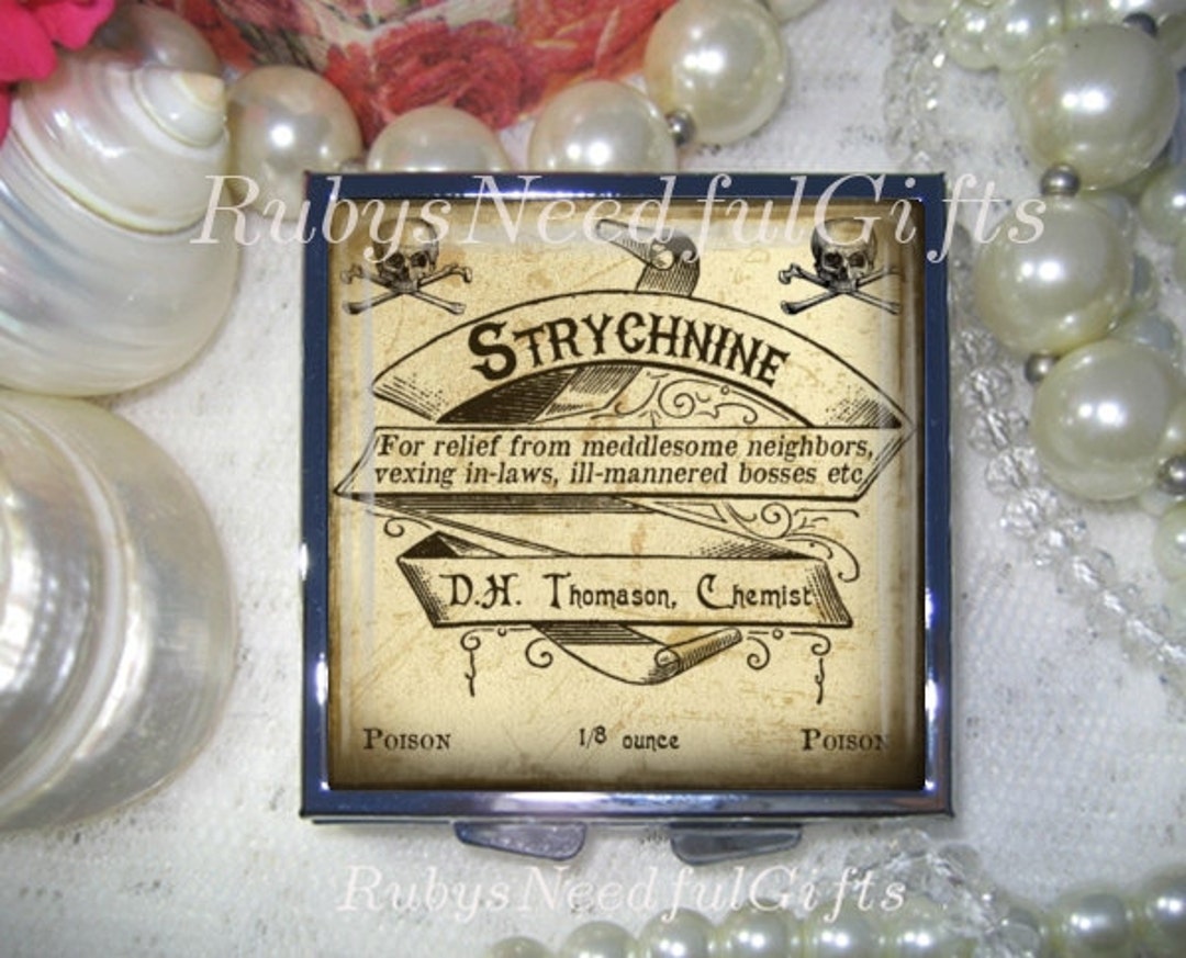 Square Pill Case, Apothecary Label Pill Case, Pill Box, Pill Container ...