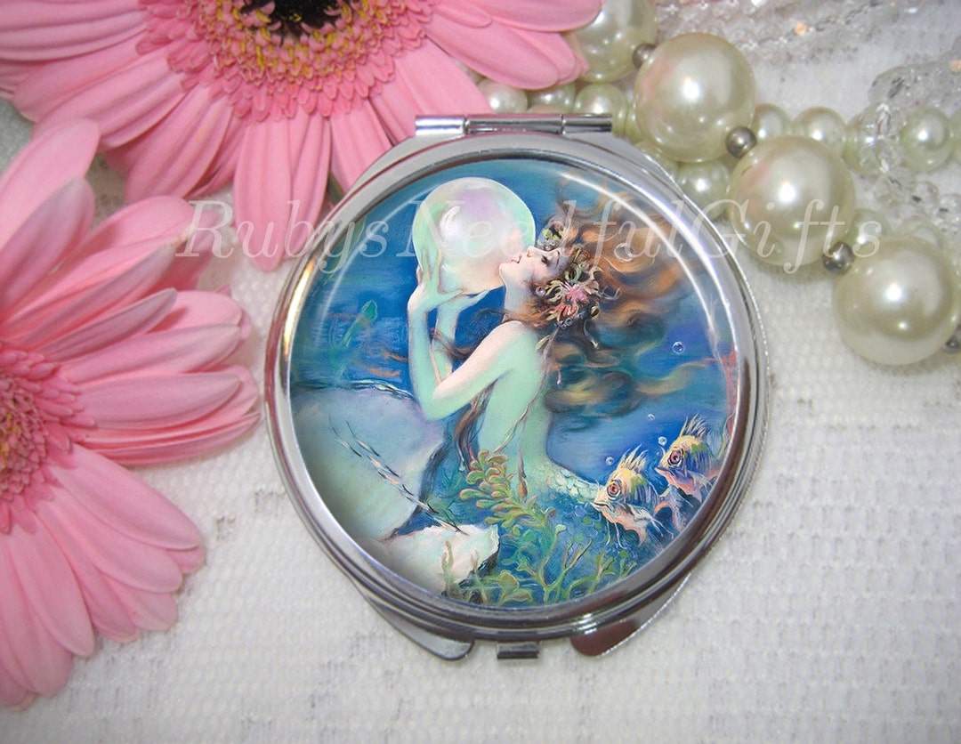 Mermaid Compact Mirror Cosmetichandbag or Purse - Etsy