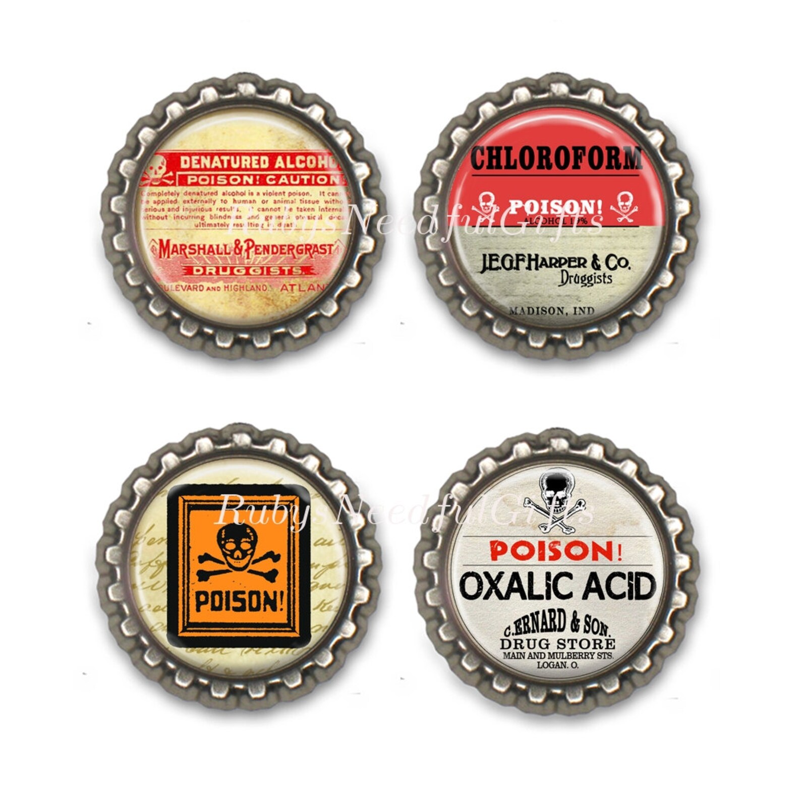Poison Vintage Label Bottle Cap Magnets Bottlecap Magnets - Etsy