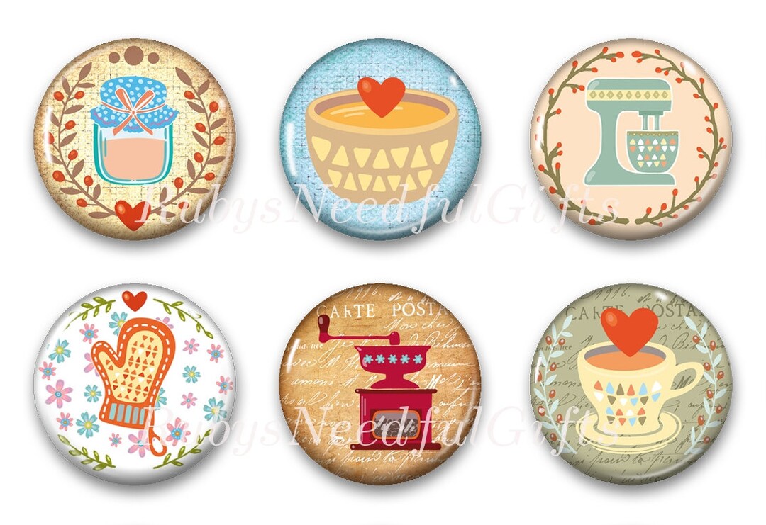 Kitchen Magnets Button Magnets Fridge Magnets Retro Coffee - Etsy