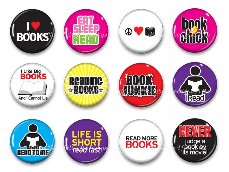 Book Club Pinback Badges Pin Lapel Pins Badge 1.25 Inches | Etsy