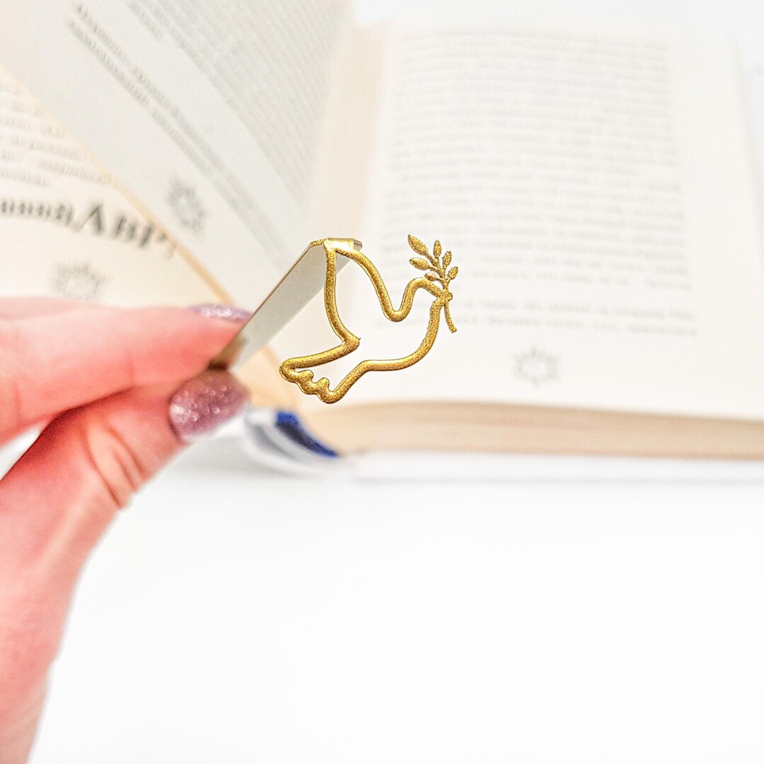 Dove of Peace Bookmark: Golden Metal, Personalized Bookish Gift - Etsy