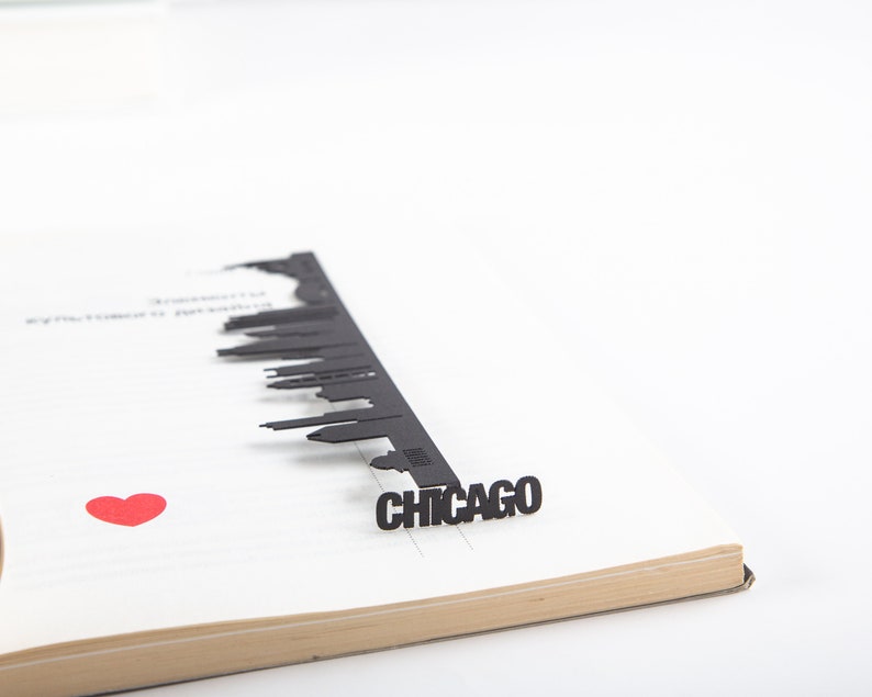 Metal Bookmark Cityscape Chicago // Chicago Love // Gift for - Etsy