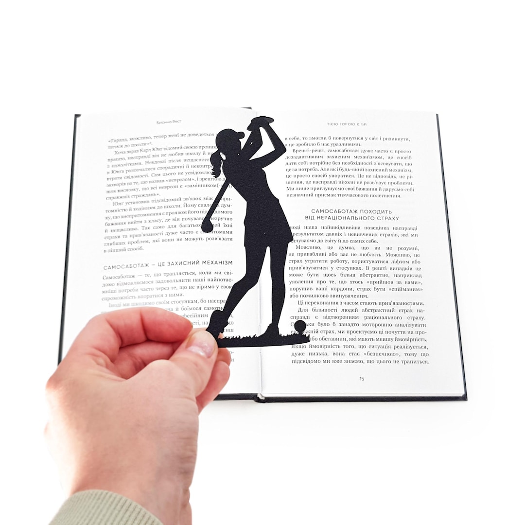 Lady Golf Player Metal Bookmark – Minimal Reading Accessory for Golf ...