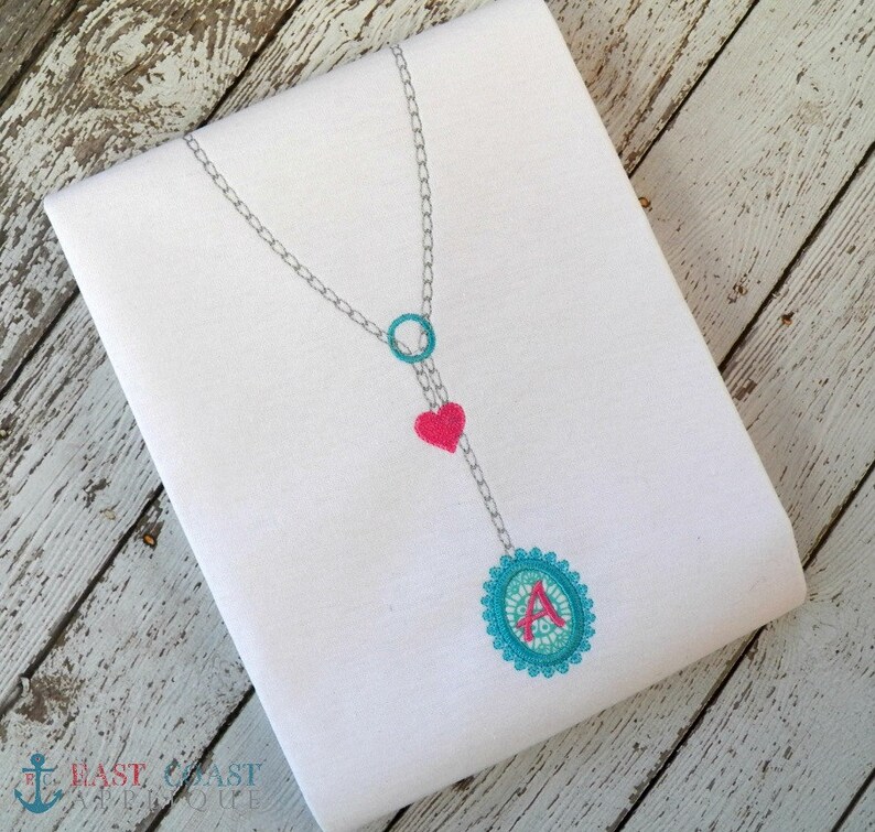 MONOGRAM DROP NECKLACE Machine Embroidery Design - Etsy