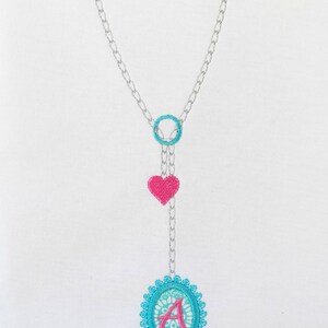 MONOGRAM DROP NECKLACE Machine Embroidery Design - Etsy