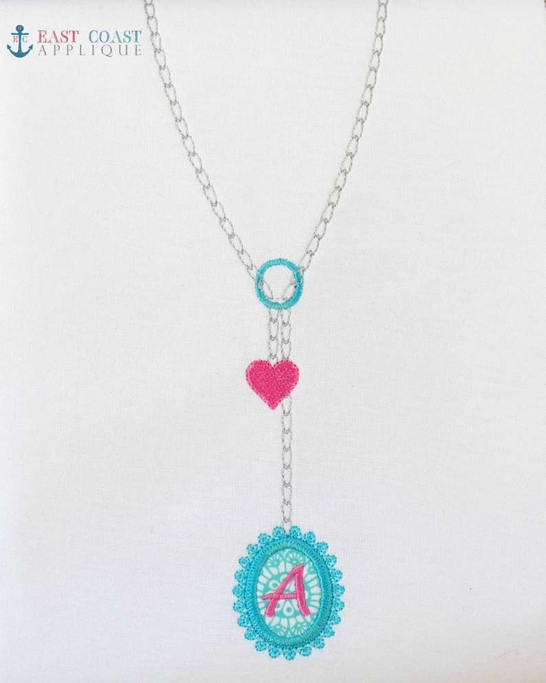 MONOGRAM DROP NECKLACE Machine Embroidery Design - Etsy