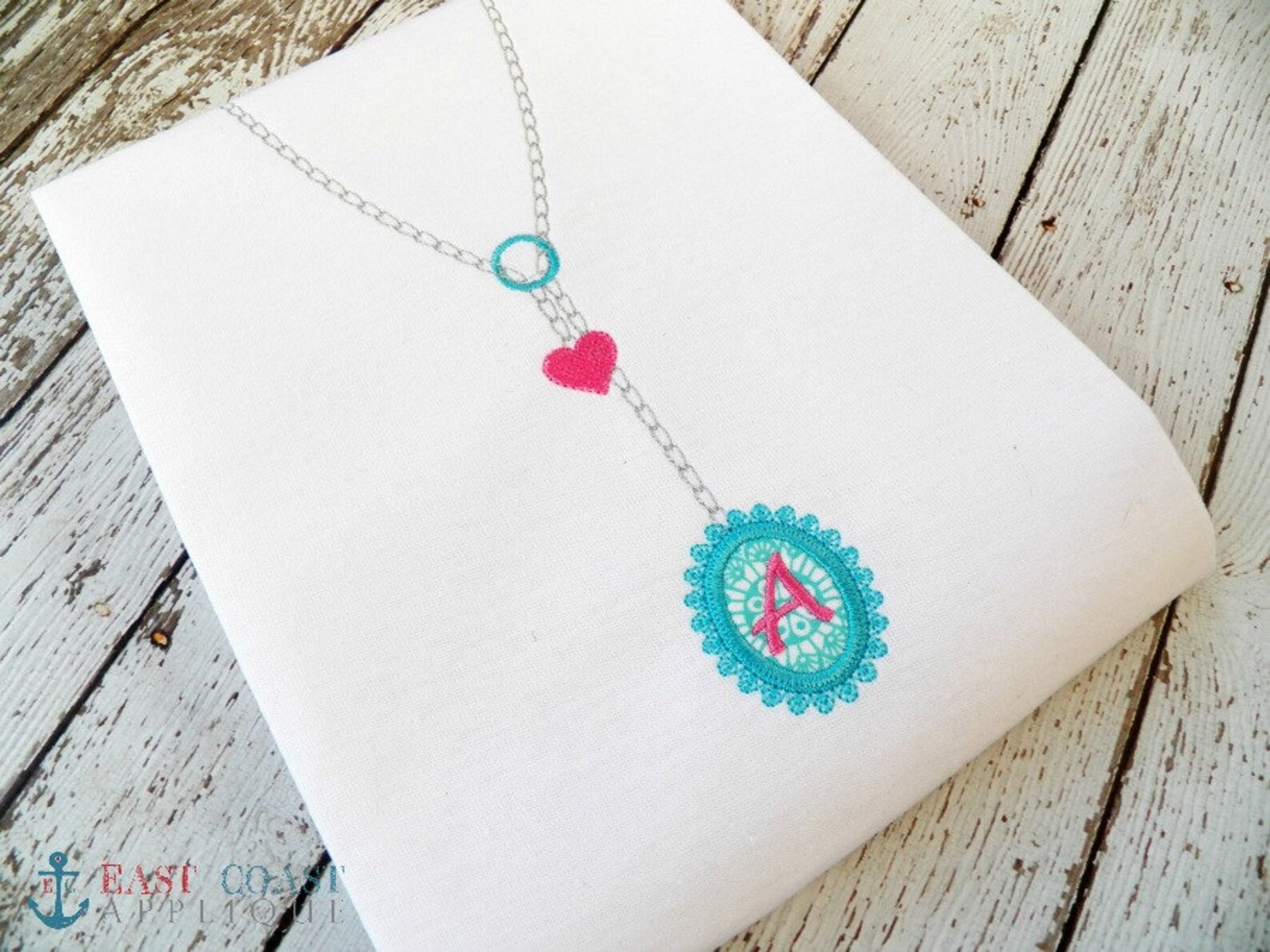 MONOGRAM DROP NECKLACE Machine Embroidery Design - Etsy