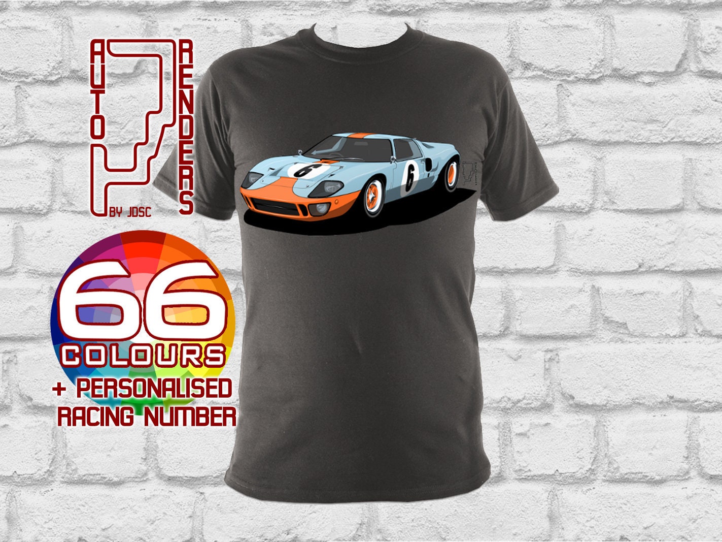 Ford GT40 Mk1 Gulf Race Car Personalised T-Shirts 66 Colours | Etsy