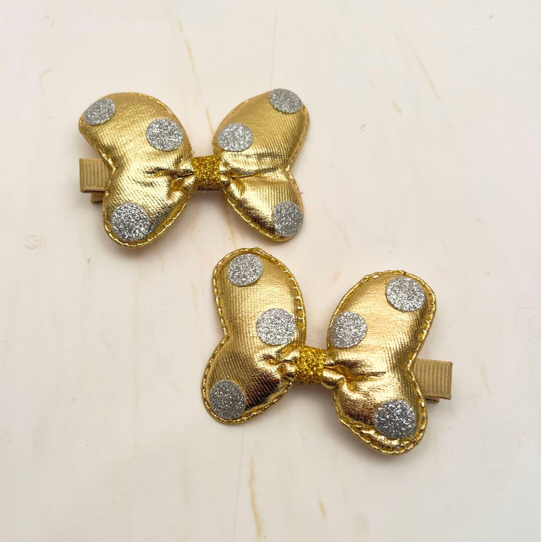 Minnie Mouse Hair Clips, Gold Minnie Hair Clips, Disney Hair Clips ...