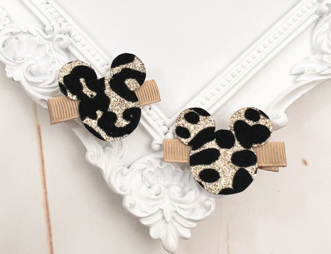 Minnie Mouse Hair Clips, Cheetah Minnie Clips, Cheetah Disney Hair ...