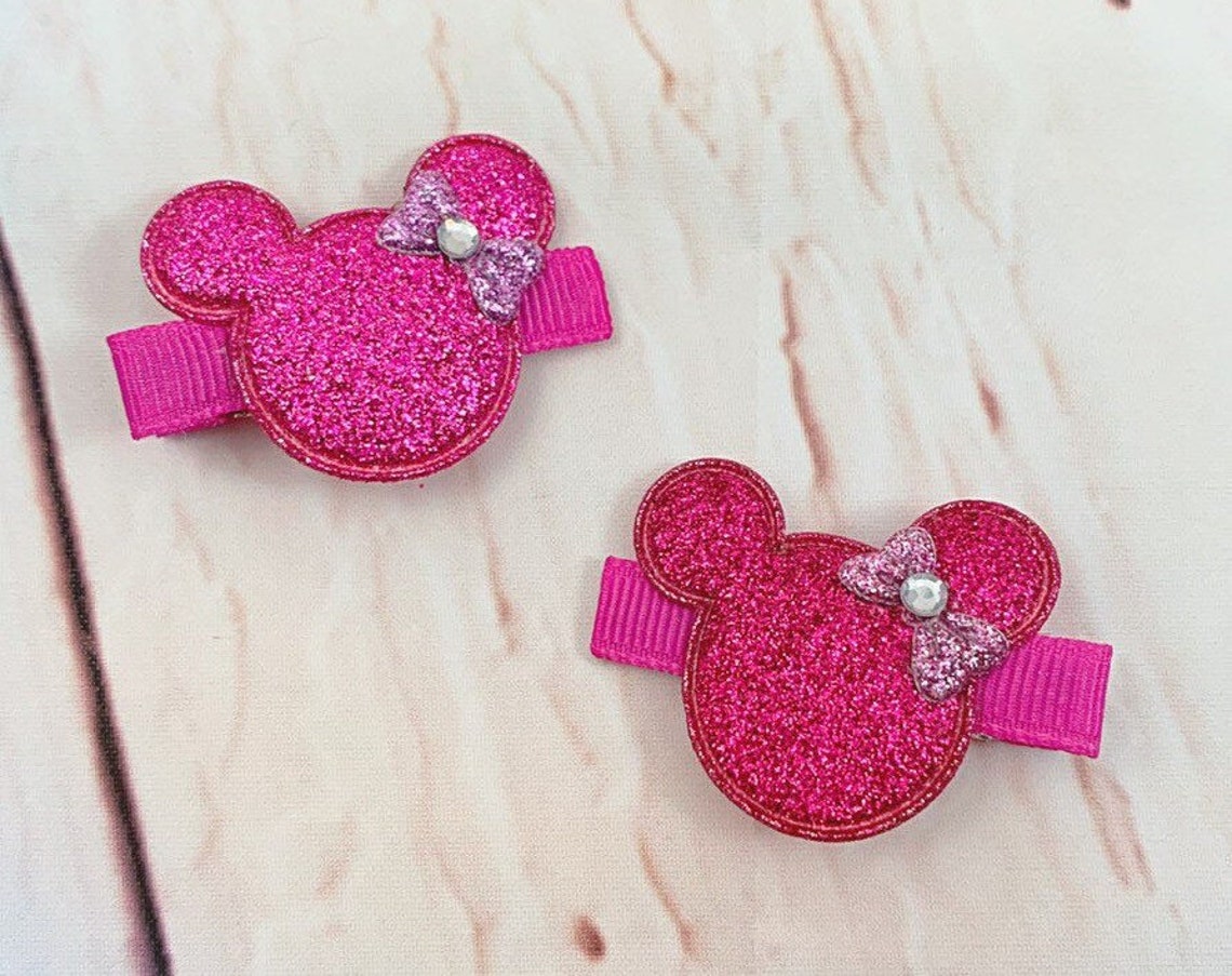 Minnie Mouse Hair Clips Hot Pink Minnie Mouse Clips Disney - Etsy