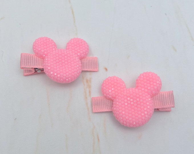 Minnie Mouse Hair Clip.minnie Birthday Hair Bows, Pigtail Pom Pom Ears ...