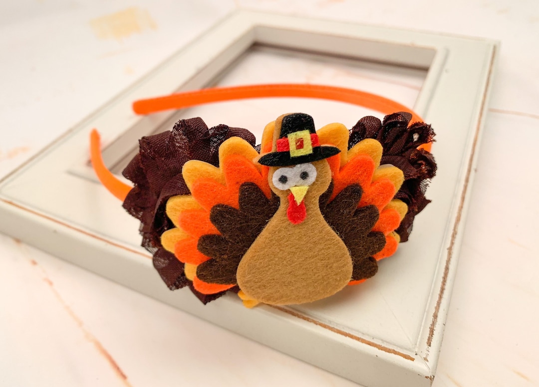 Thanksgiving Headband, Turkey Headband, Orange & Brown Turkey Flower ...