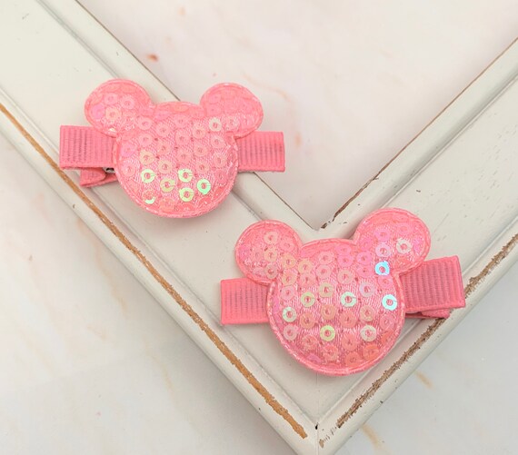 Minnie Mouse Hair Clips Pink Minnie Hair Clips Pink Disney | Etsy