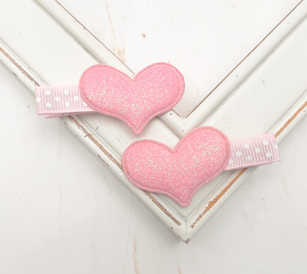 Heart Hair Clips, Light Pink Heart Hair Clips, Pink Heart Hair ...