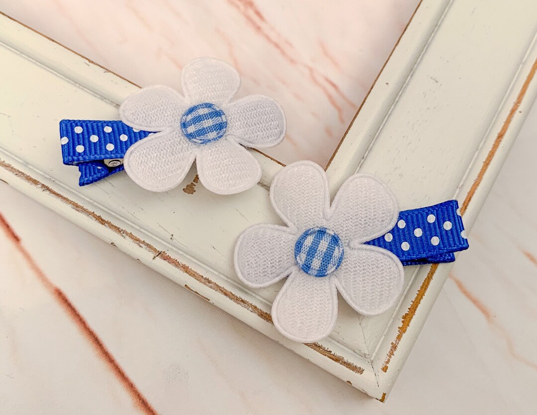 Blue Daisy Flower Clips, White Daisy Flower Hair Clips, Daisy Flower ...