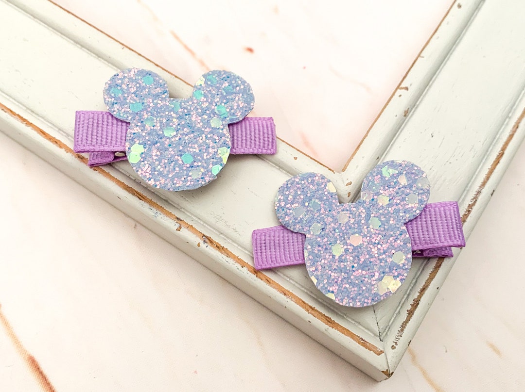 Minnie Hair Clips, Purple Chunky Glitter Minnie Hair Clips, Disney Hair ...