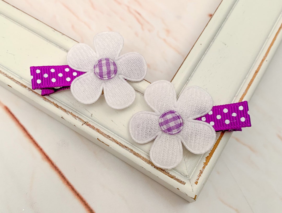 Purple Daisy Flower Clips, Purple & White Daisy Flower Hair Clips ...