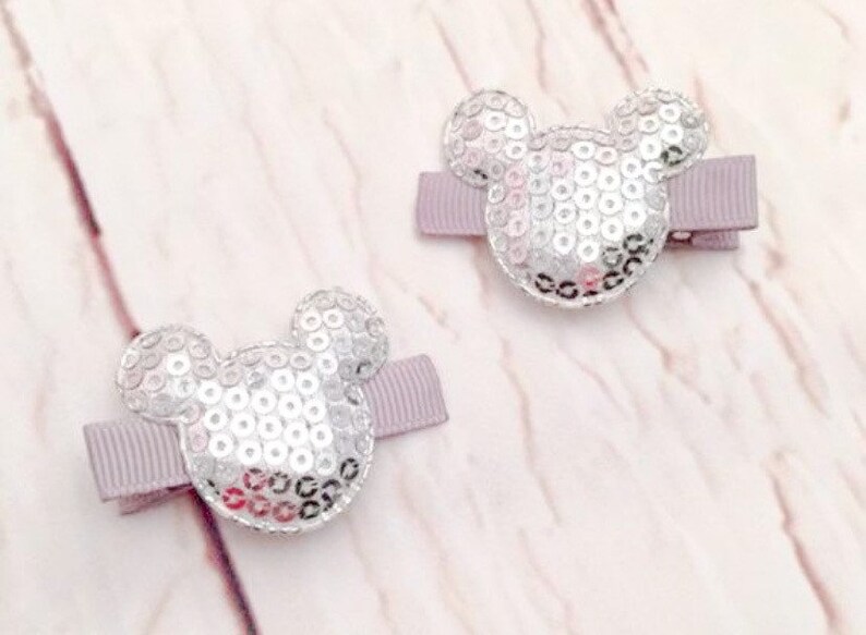 Minnie Mouse Hair Clips Silver Minnie Hair Clips Christmas - Etsy