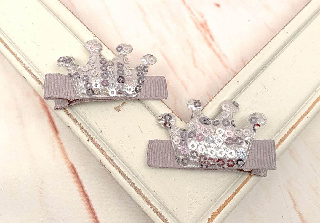Silver Crown Hair Clips, Princess Crown Hair Clips, First Birthday Hair ...