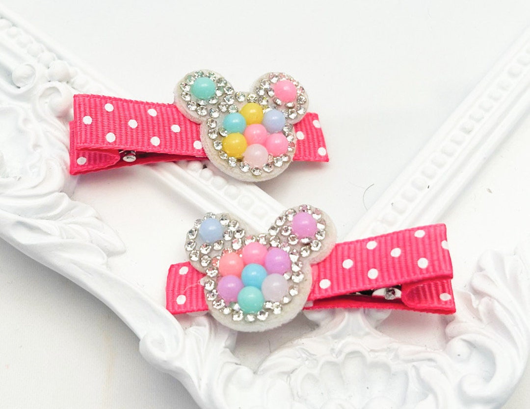Minnie Mouse Hair Clips, Disney Hair Clips, Pink Pearl Minnie Hair ...