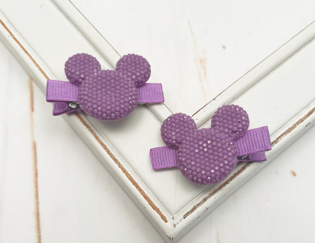Minnie Mouse Hair Clips, Purple Minnie Mouse Hair Clips, Purple Disney ...