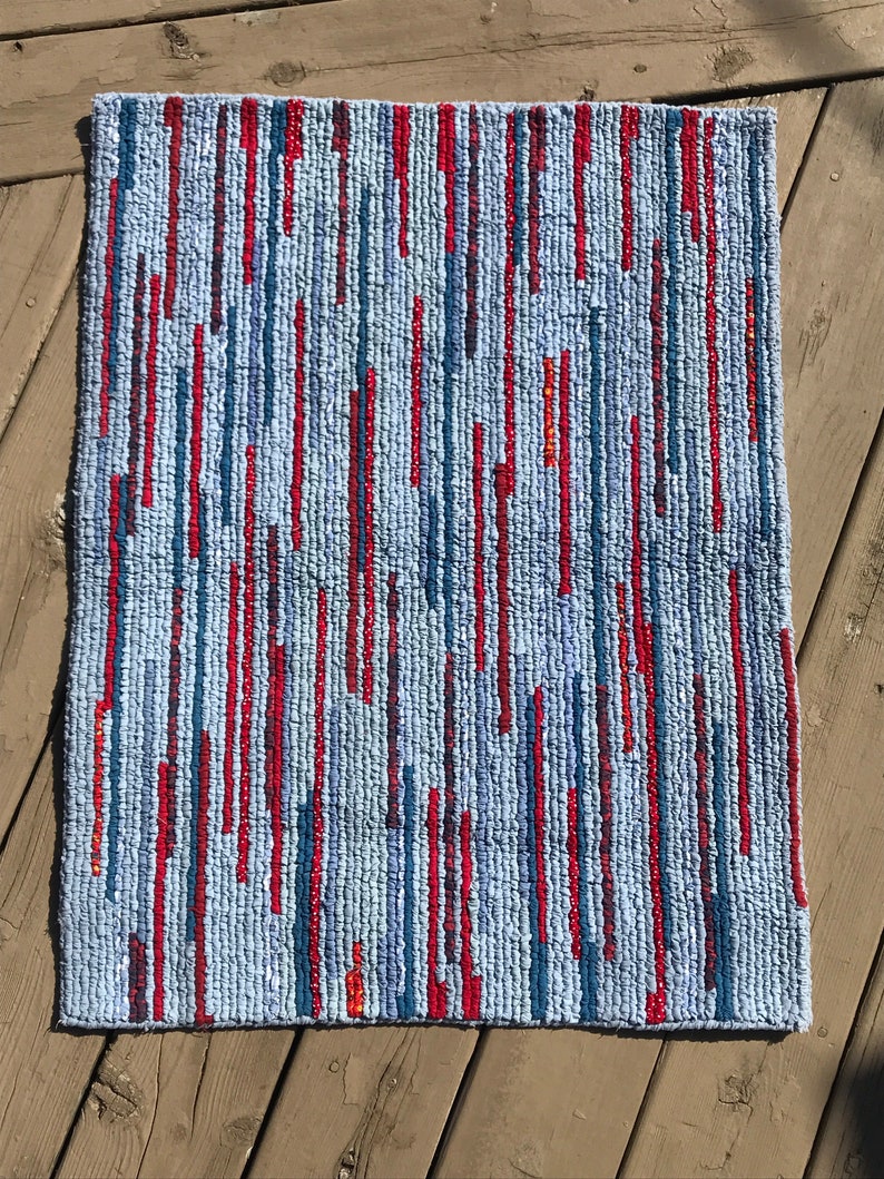 Red, White & Blue Rug -locker Hooked Rug - Etsy