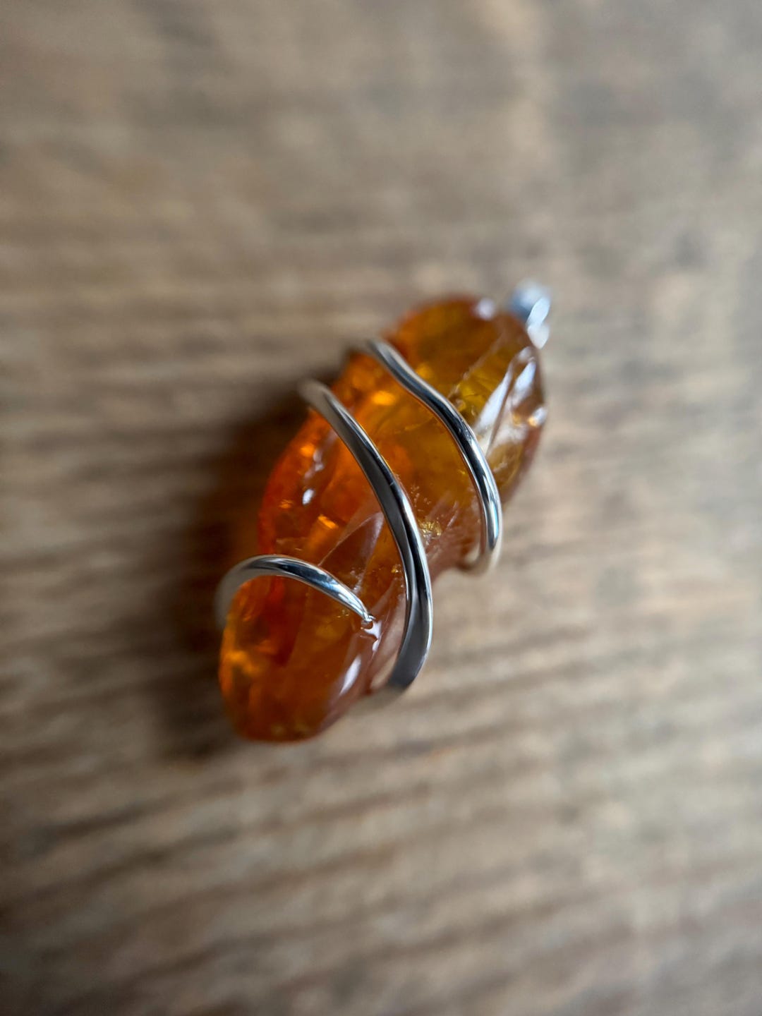 Amber in Forged Sterling Silver Pendant - Etsy