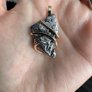 Meteorite in Forged 14k Gold Pendant - Etsy