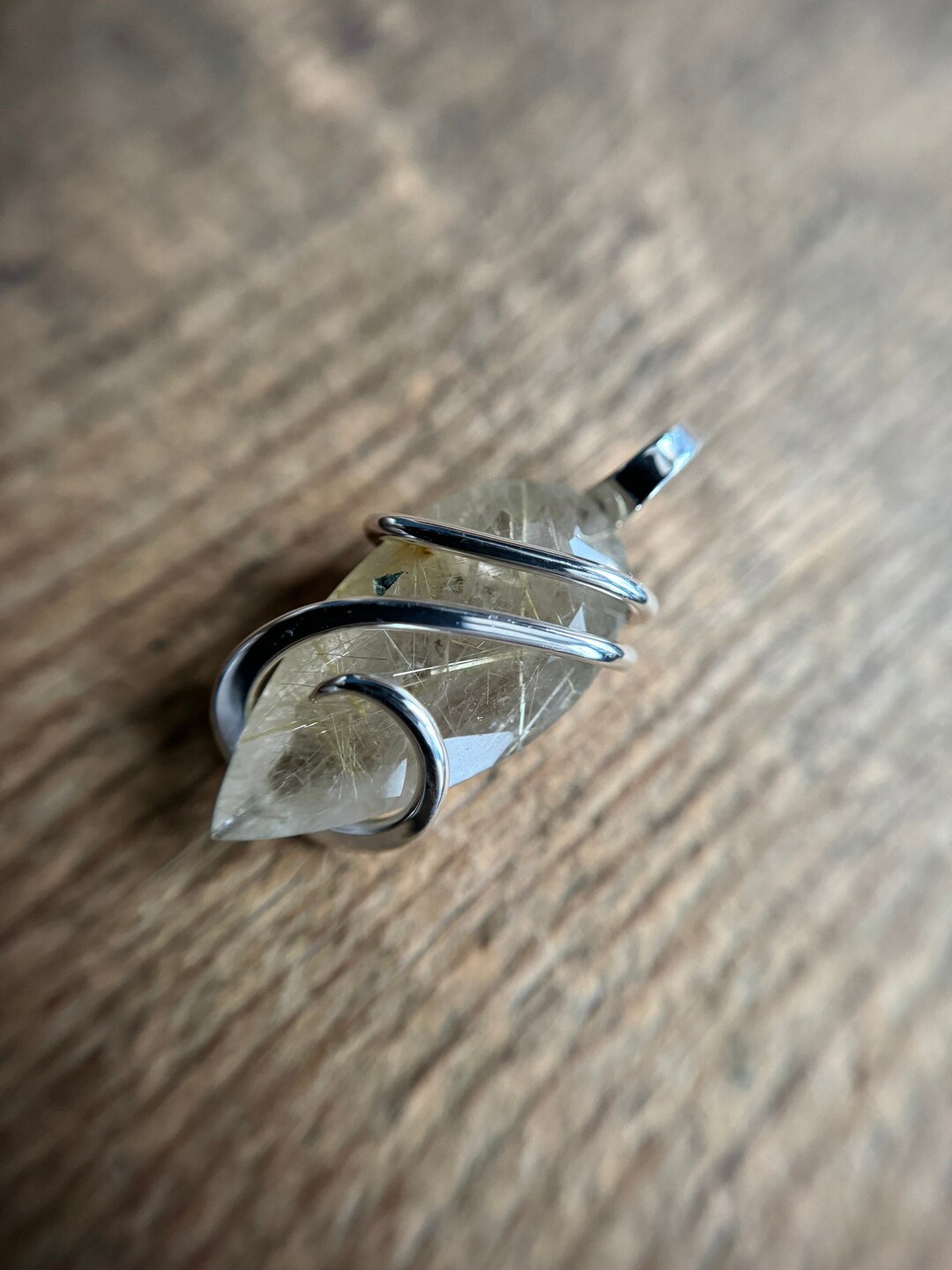 Faceted Rutilated Quartz in Sterling Silver Pendant - Etsy